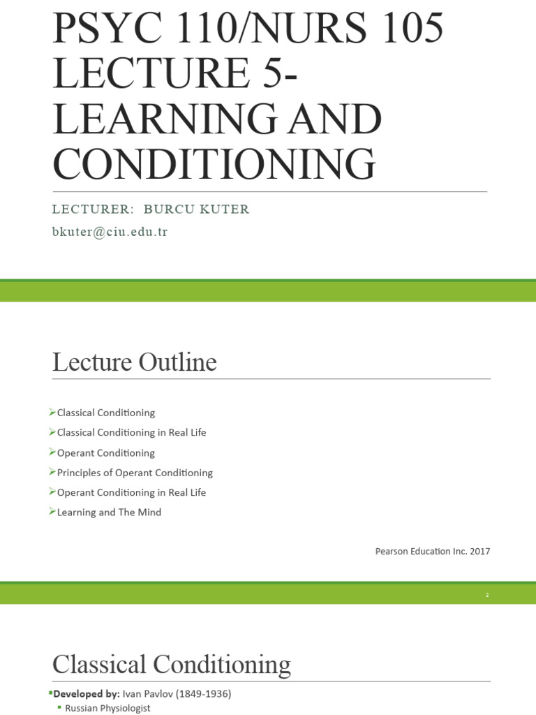 Lecture 5 | PDF | Classical Conditioning | Reinforcement