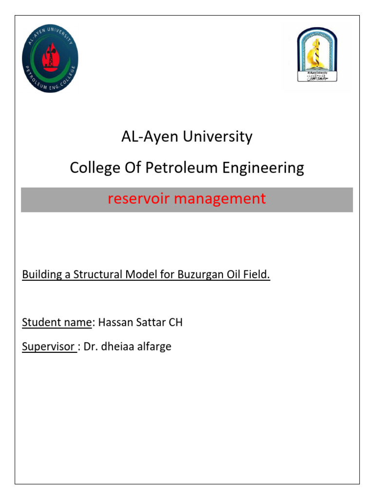 Buzurgan Oil Field Reservoir Model | PDF | Petroleum Reservoir | Science