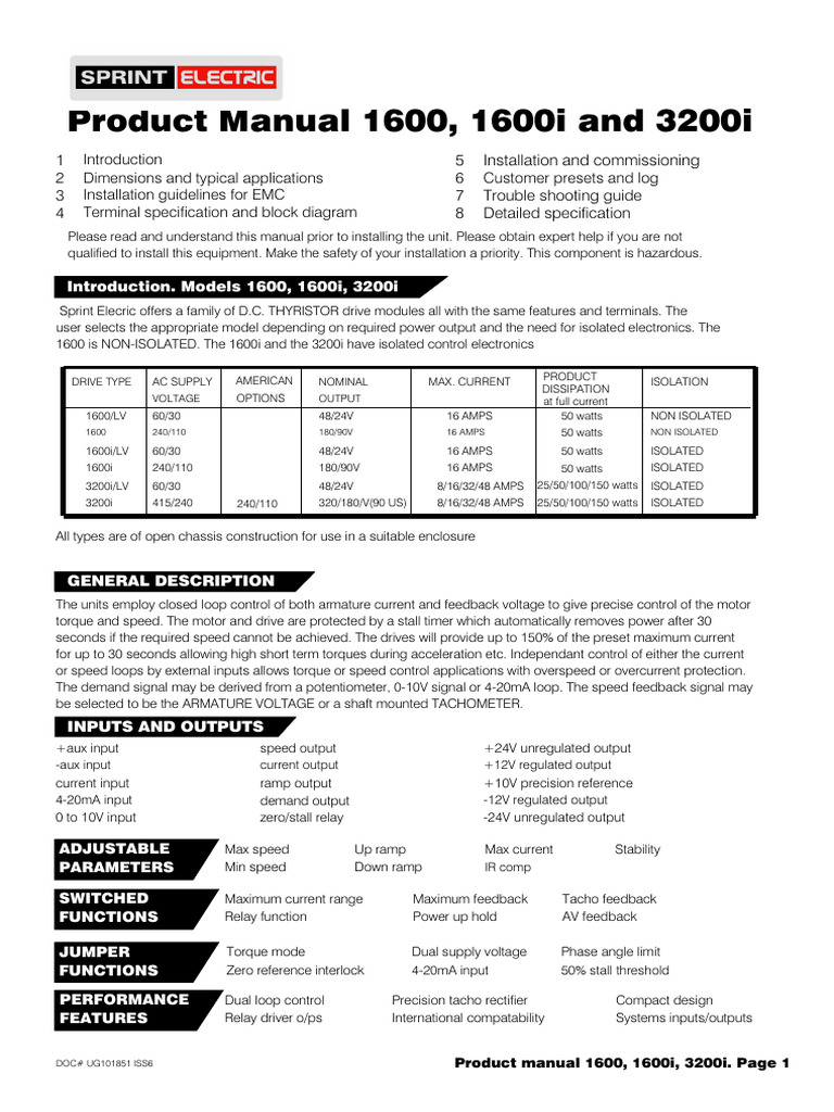 Sprint 1600 1600i 3200i Manual | PDF