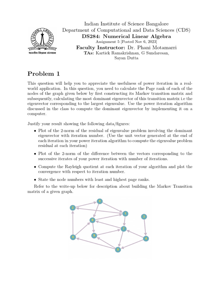 Assignment5 NLA Aug2023 | PDF | Eigenvalues And Eigenvectors | Matrix (Mathematics)