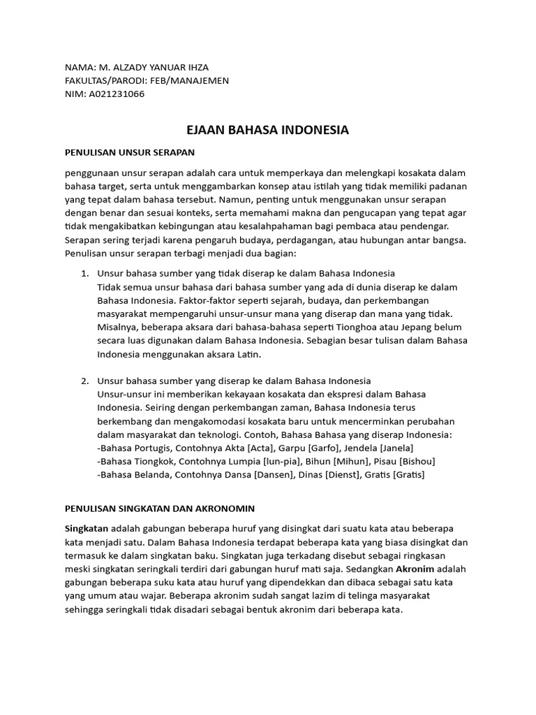 Tugas 2 Ejaan Bahasa | PDF