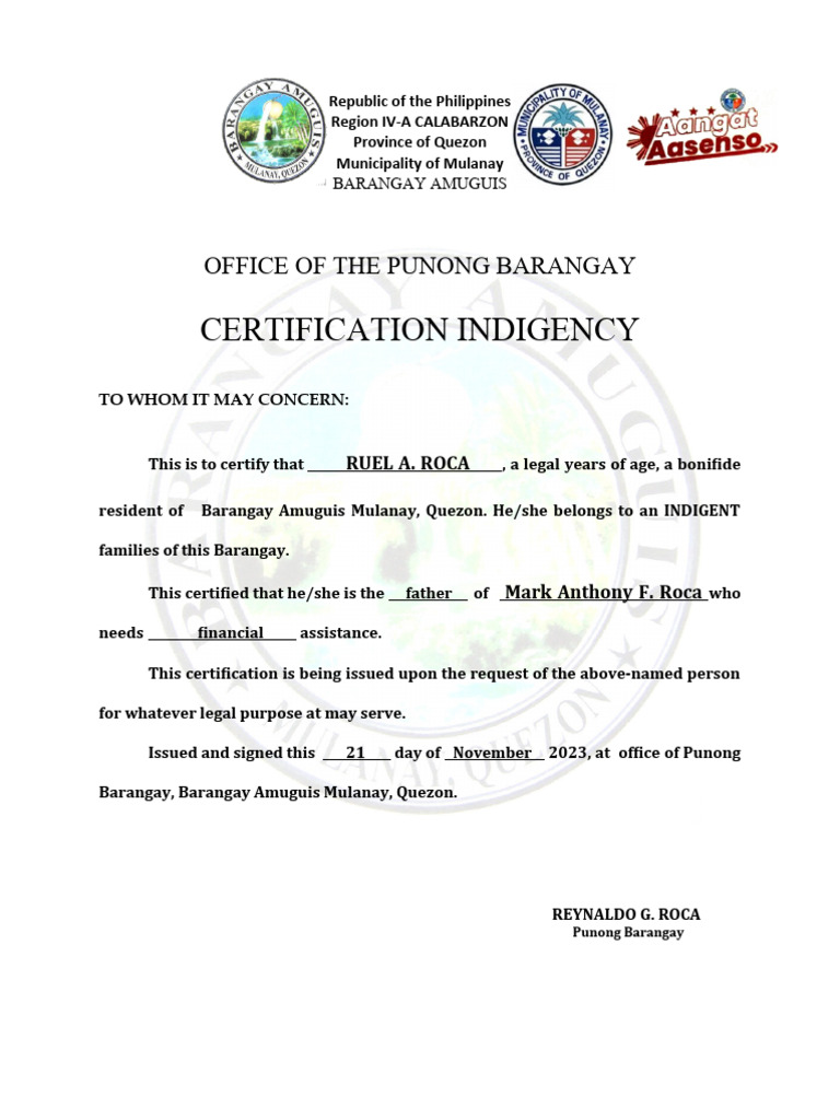 Certificate - of - Indigency | PDF