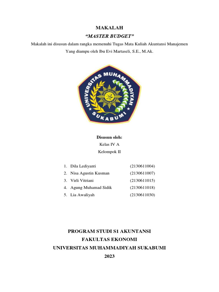 Master Budget dan Penyusunannya di PT. Indo | PDF | Pengelolaan ...