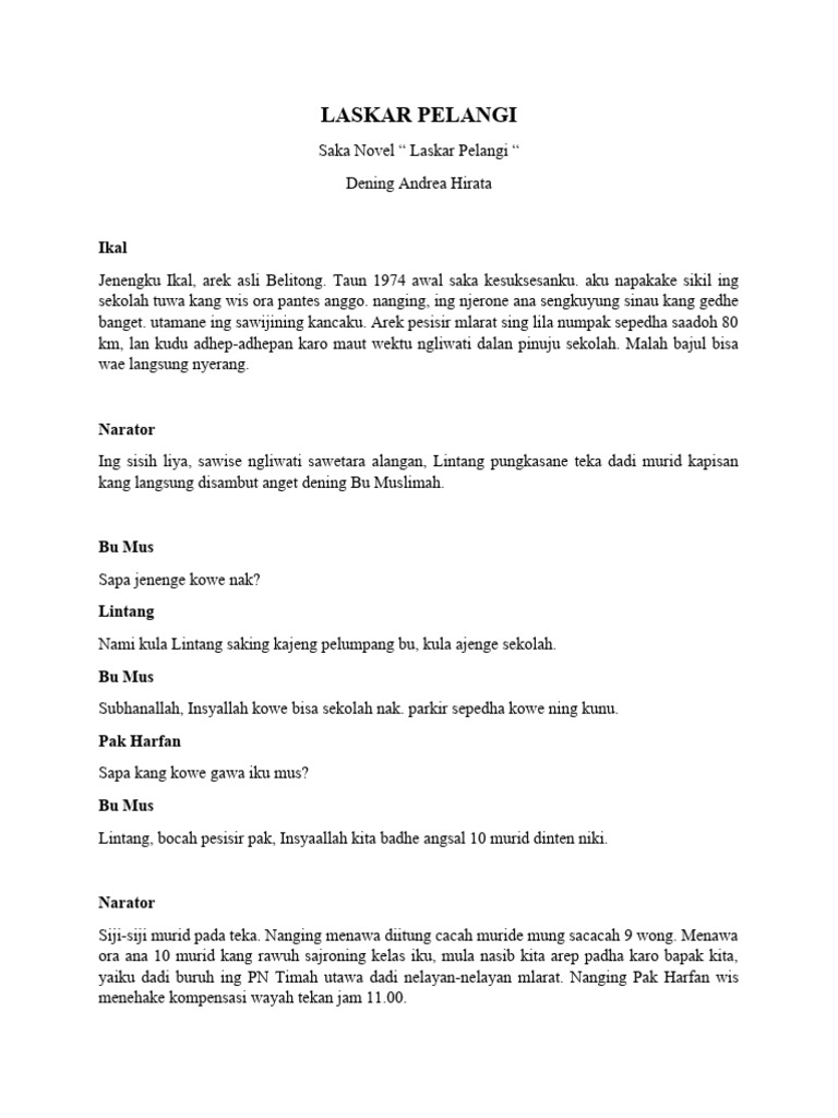 Naskah Drama Laskar Pelangi B.jawa | PDF