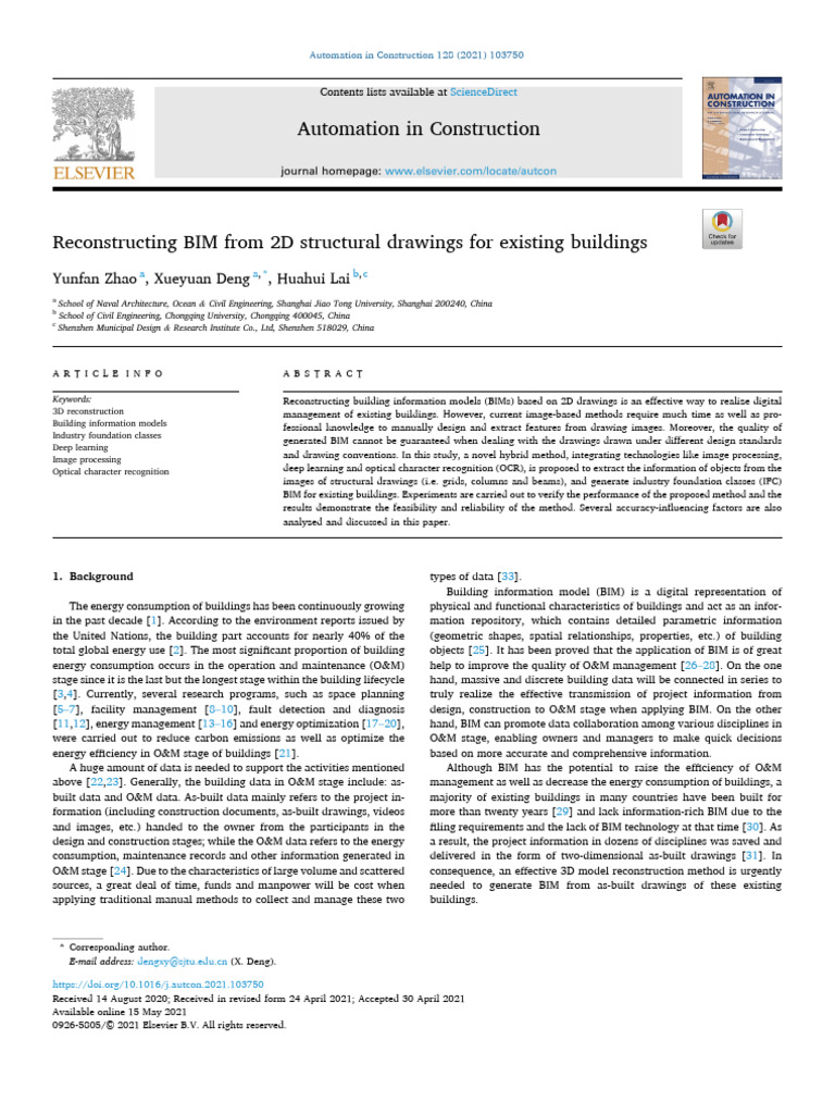 Reconstructing BIM From 2D Structural Drawings For Existing Buildings | PDF | 3 D Computer ...