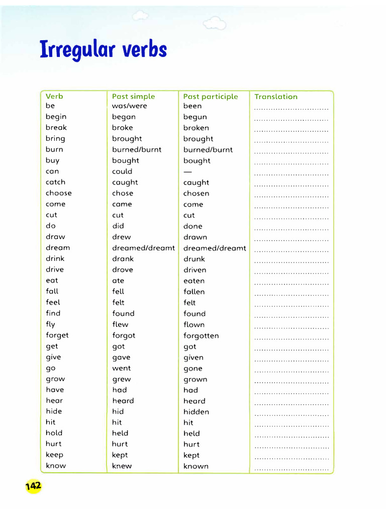 Flyers Irregular Verbs | PDF