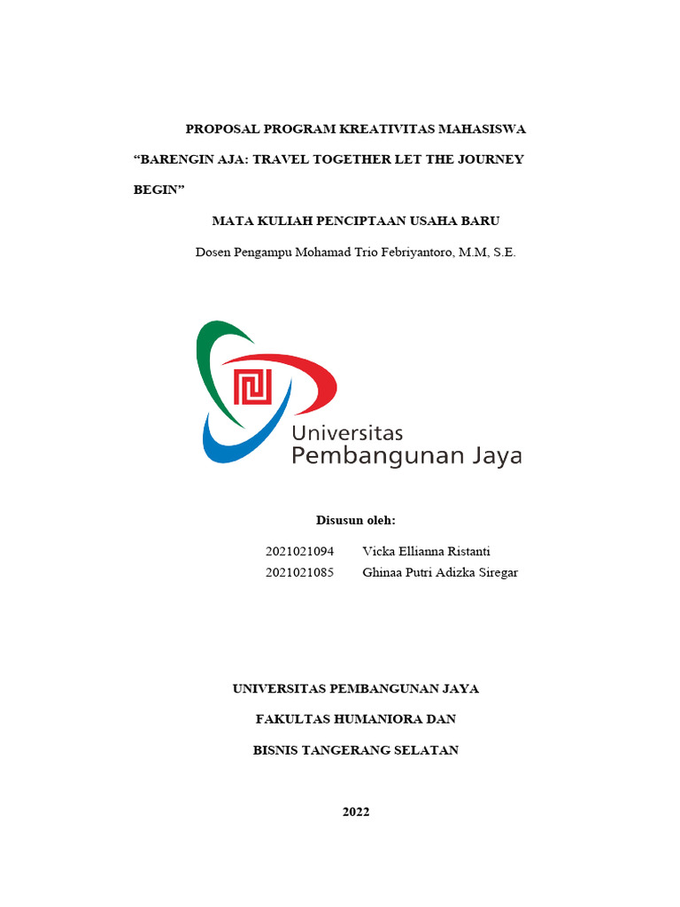 Proposal Bisnis - APLIKASI BARENGIN AJA | PDF