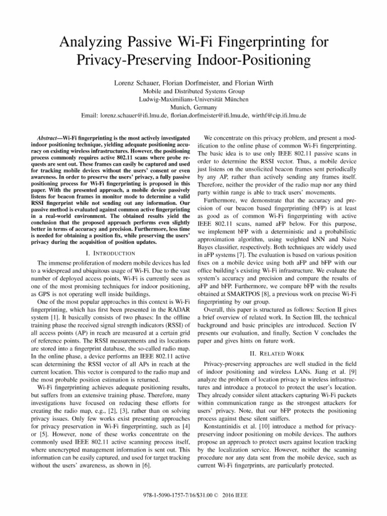 Passive Wifi Fingerprint Privacy Ips | PDF | Wi Fi | Standard Deviation