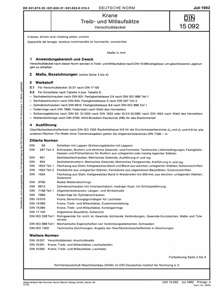 Din 15092 1982-07 | PDF