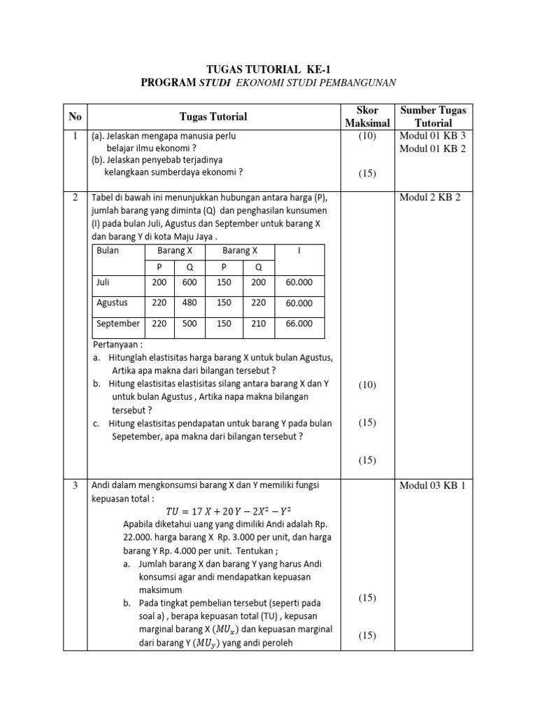 Tugas 1 Pengantar Ekonomi Mikro | PDF