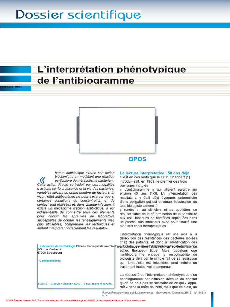 Interprétation de l'antibiogramme | PDF | Bactérie | Médecine