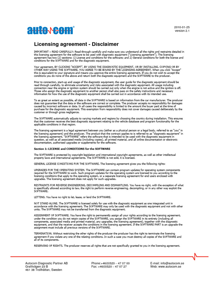 Licensing Agreement - Disclaimer | PDF | License | Medical Device