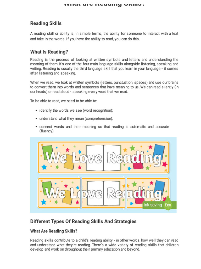 Different Types of Reading Skills and Strategies - Reading Ability | PDF | Phonics | Reading ...