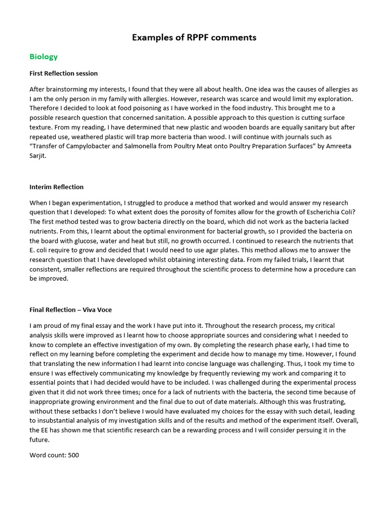 Extended Essay Reflection SAMPLES 1 | PDF | Essays | Poetry