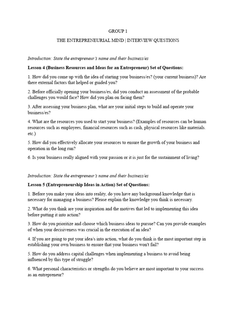 Group 1 Tem Interview Questions | PDF