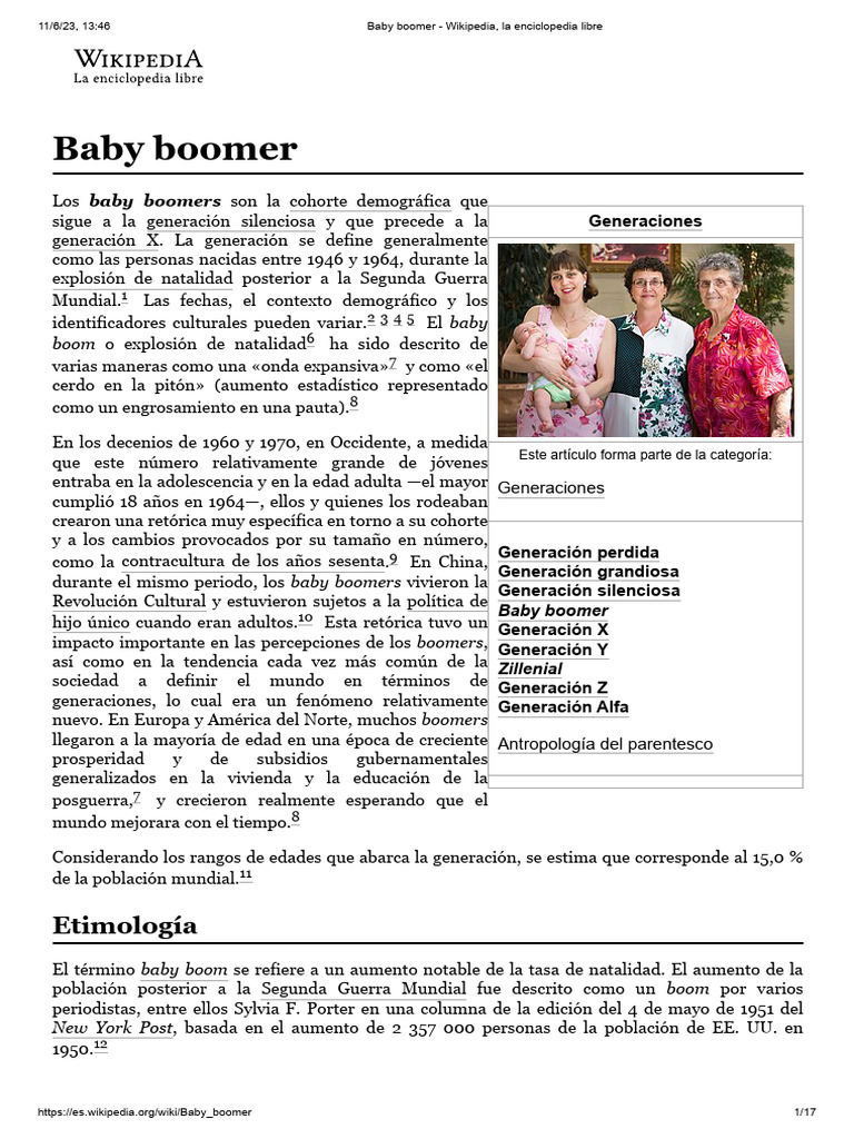 Baby Boomer - Wikipedia, La Enciclopedia Libre | PDF | Baby Boomers