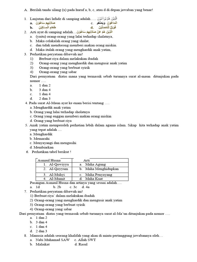Soal Pas 1 Kelas 5 2023 | PDF