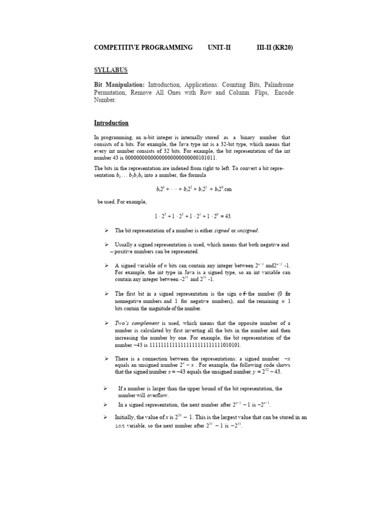Unit2 CP | PDF | Integer (Computer Science) | Bit Unit2 CP | PDF | Integer (Computer Science) | Bit