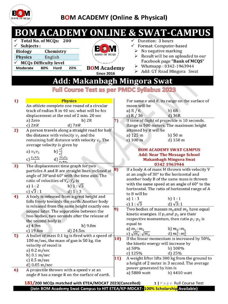 19 Nov BOM - Full Course Test | PDF