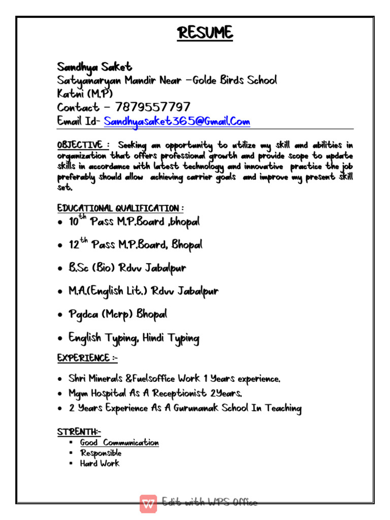 Sandhya Resume | PDF