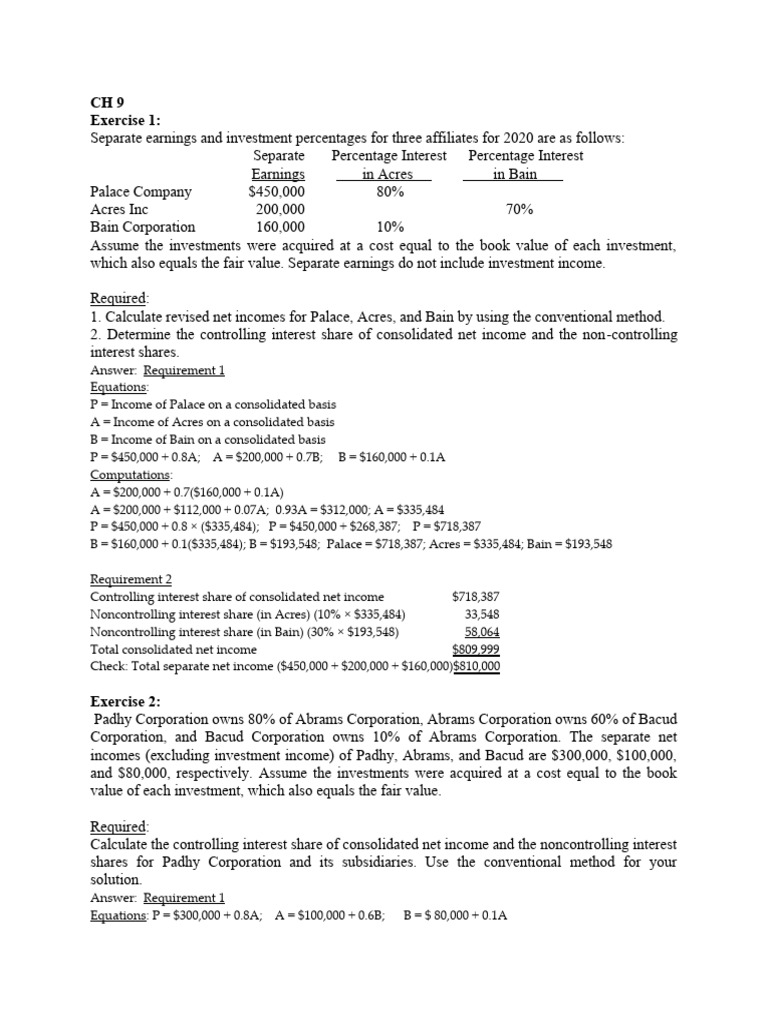 CH 9 Exercises Sol | PDF | Interest | Income