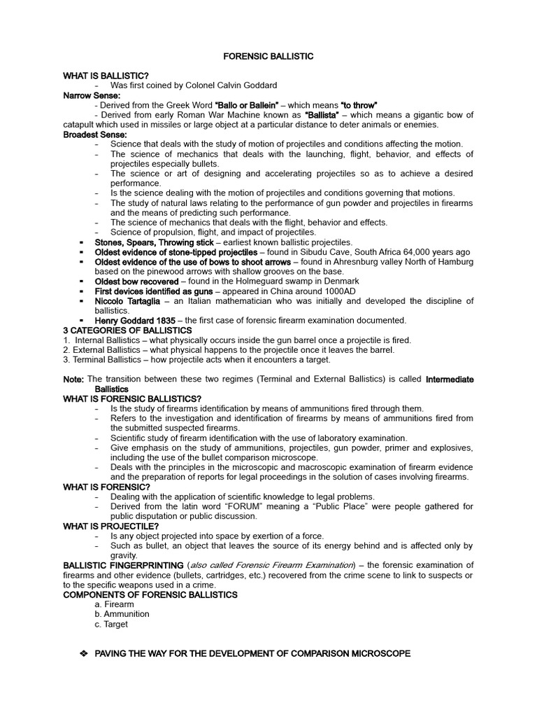 Handouts Forensic Ballistic | PDF | Cartridge (Firearms) | Firearms