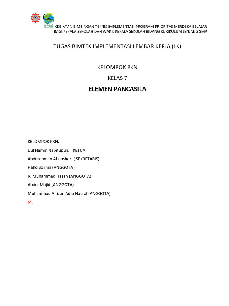 LK - 1 Analisis CP Perumusan TP Dan Penyusunan ATP KEL. PKN - REVISI | PDF