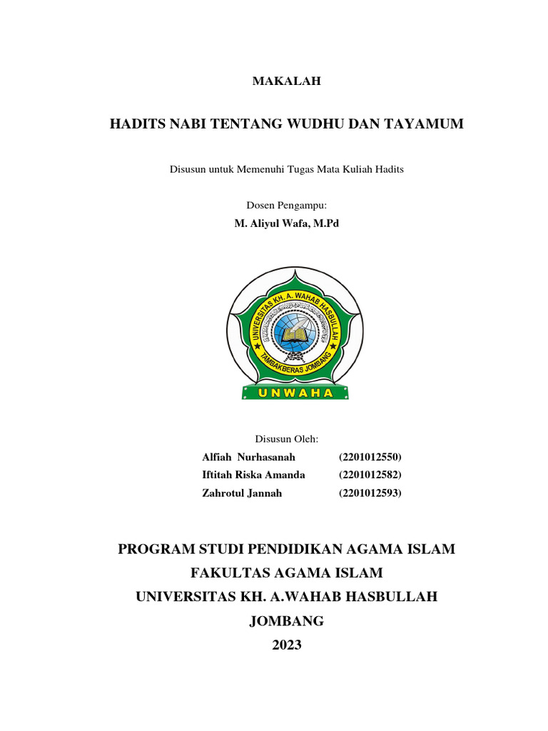 Hadits Wudhu dan Tayamum dalam Islam | PDF | Agama & Spiritualitas