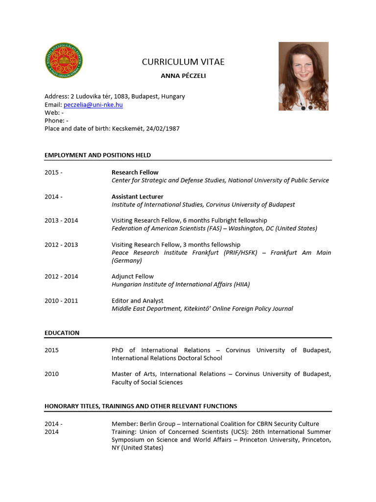Peczeli Anna CV Eng 1.original | PDF | International Relations ...