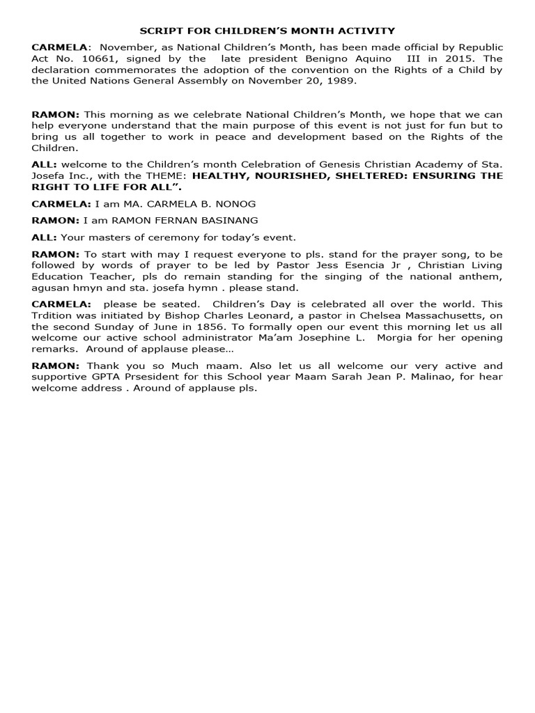 Script For Children | PDF | Social Science