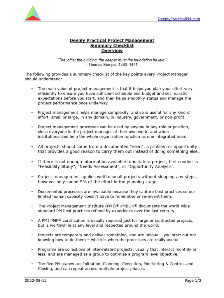 DPPM - Overview Summary | PDF | Project Management | Business