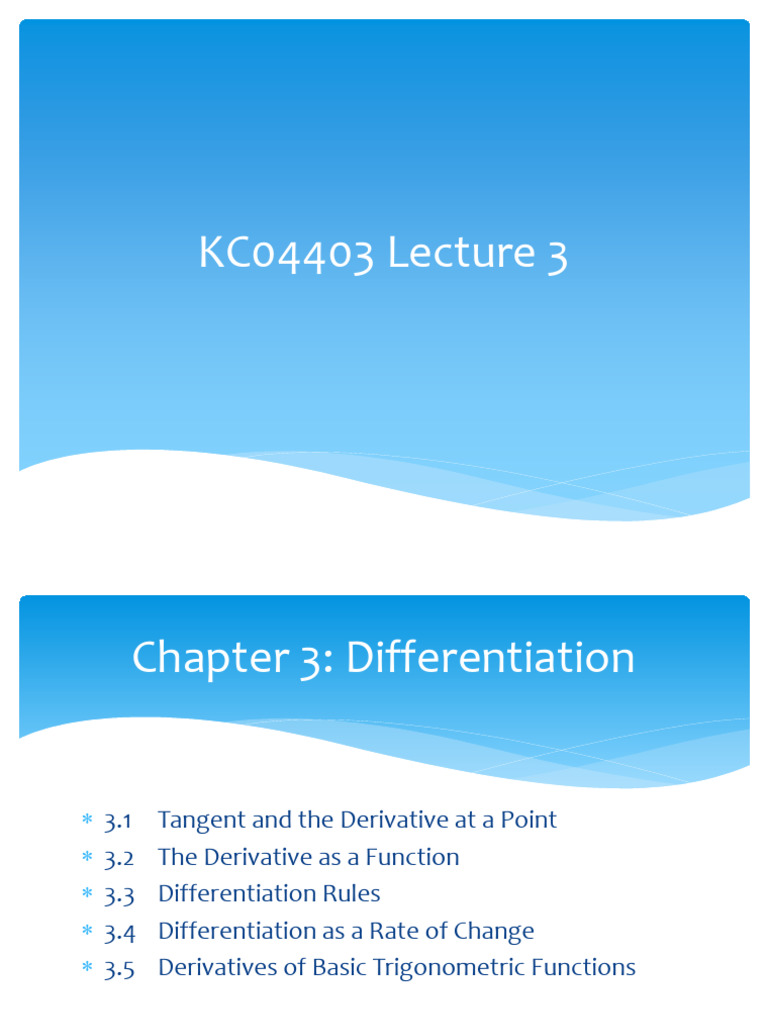 Chapter 3 Differentiation | PDF | Derivative | Trigonometric Functions