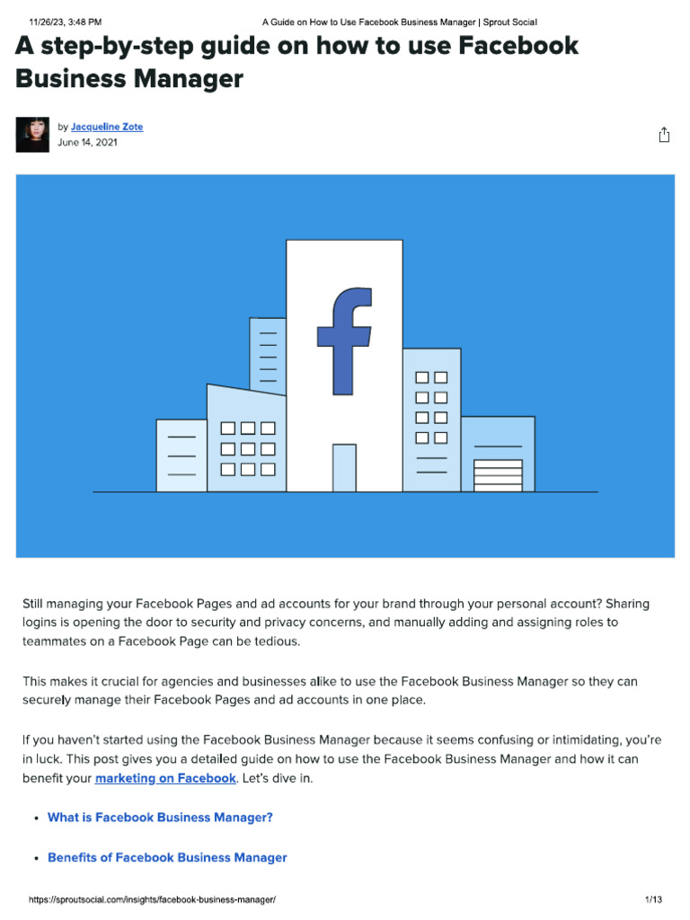 Facebook Business Manager Sprout | PDF