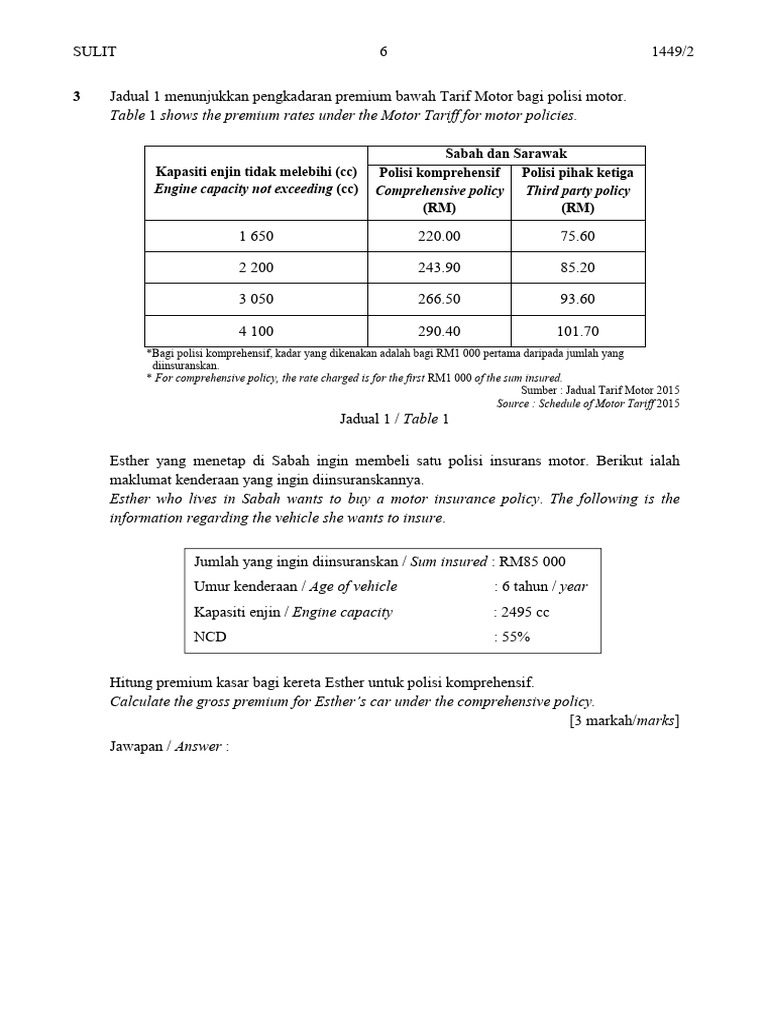 Matematik SPM Insuran Motor | PDF