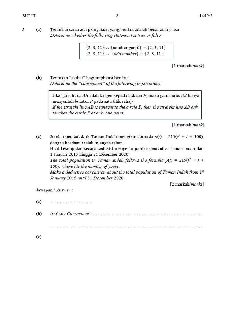 Matematik SPM Set | PDF