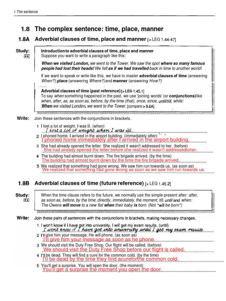 Adverb Clause - Exercise | Download Free PDF | Sentence (Linguistics ...