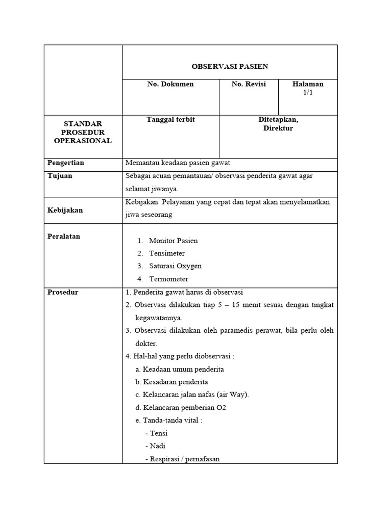 Sop Observasi Gadar | PDF