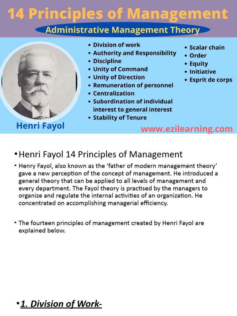 Henri Fayol Principles of Management | PDF | Employment | Disciplines Henri Fayol Principles of Management | PDF | Employment | Disciplines