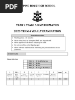 Year 8 Maths Test - Yearly Exam - Questions | PDF | Area | Mathematics