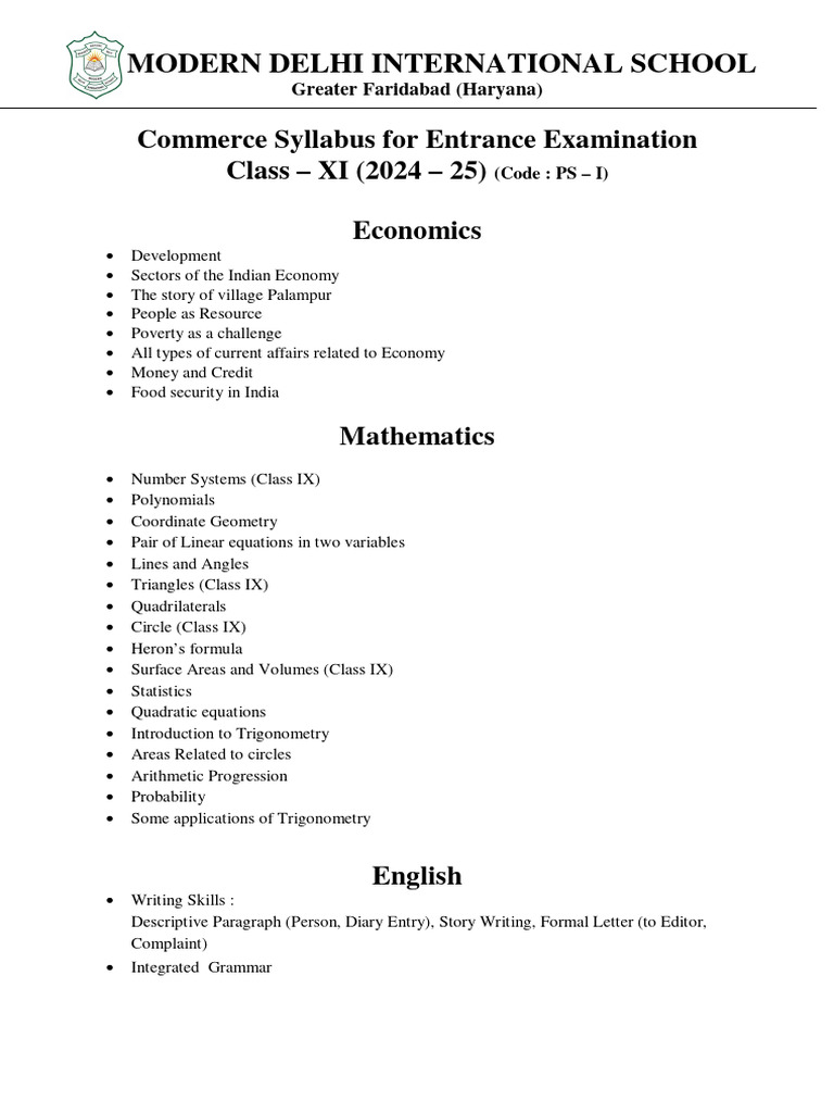 Commerce Syllabus | PDF