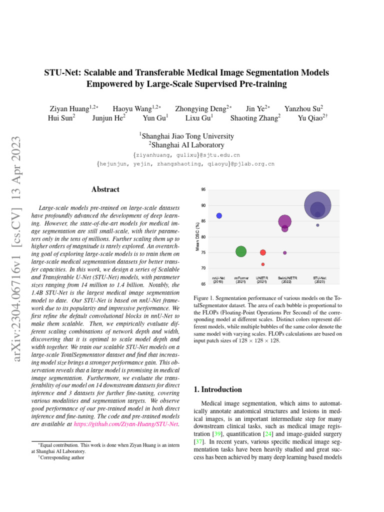 STU-Net: Scalable and Transferable Medical Image Segmentation Models ...