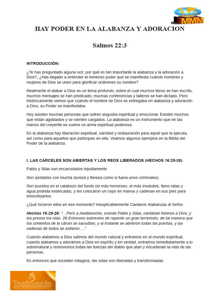 Hay Poder en La Alabanza | Descargar gratis PDF | Saulo | Diablo