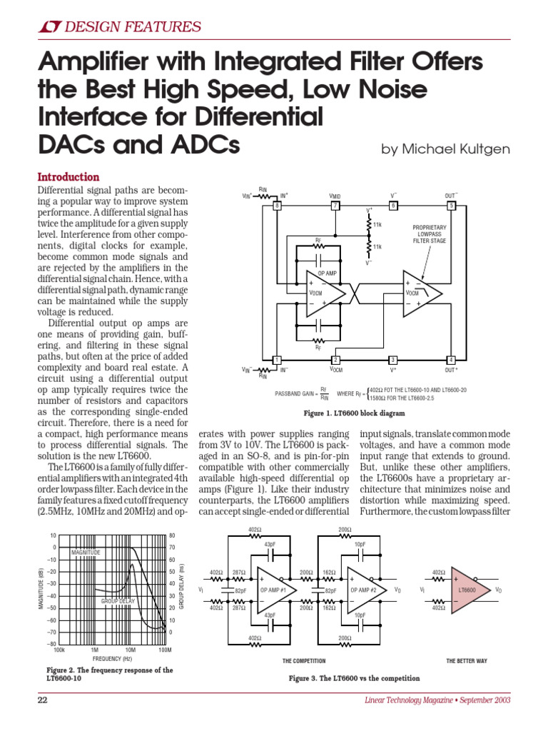 Amplifier With Integrated Filter Offers The Best High Speed, Low Noise Interface For ...