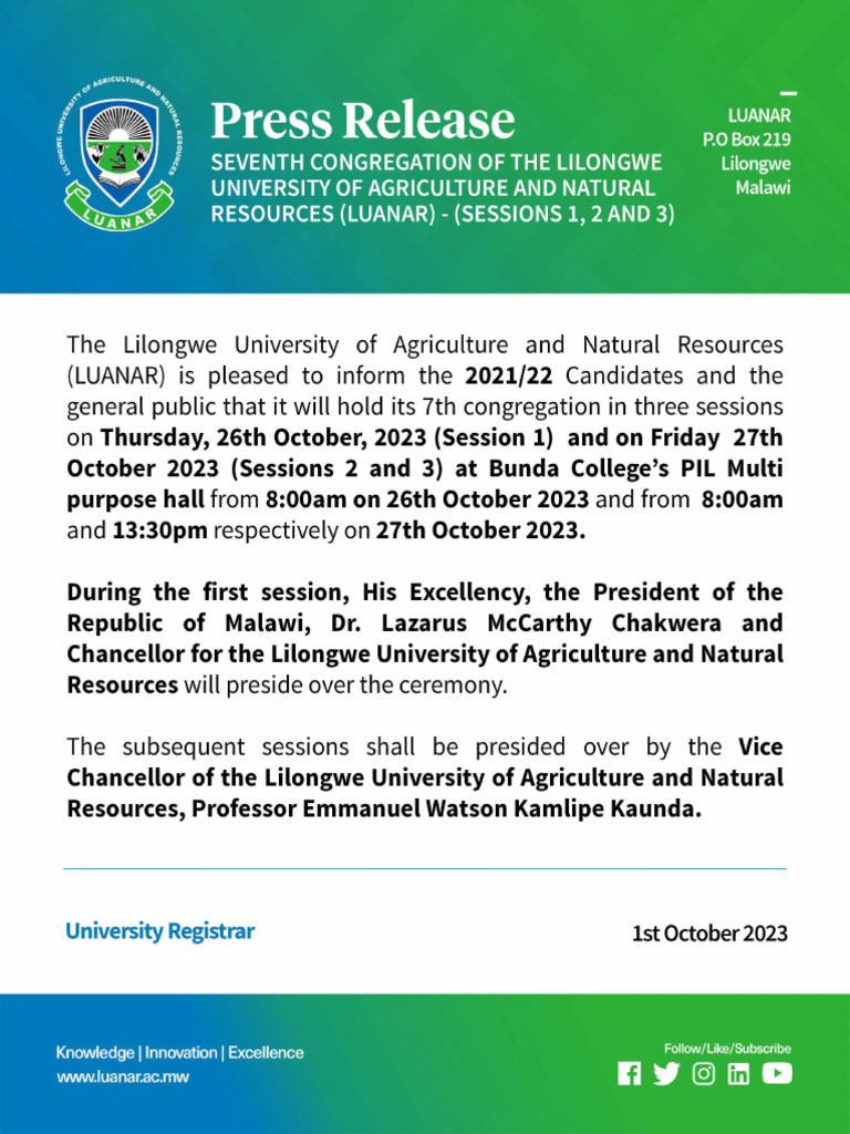 LUANAR Graduation Support Details | PDF | Agriculture