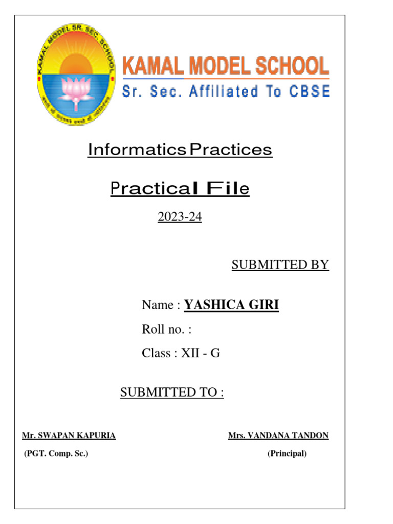 Yashica IP Practical | PDF | Integer (Computer Science) | Sql