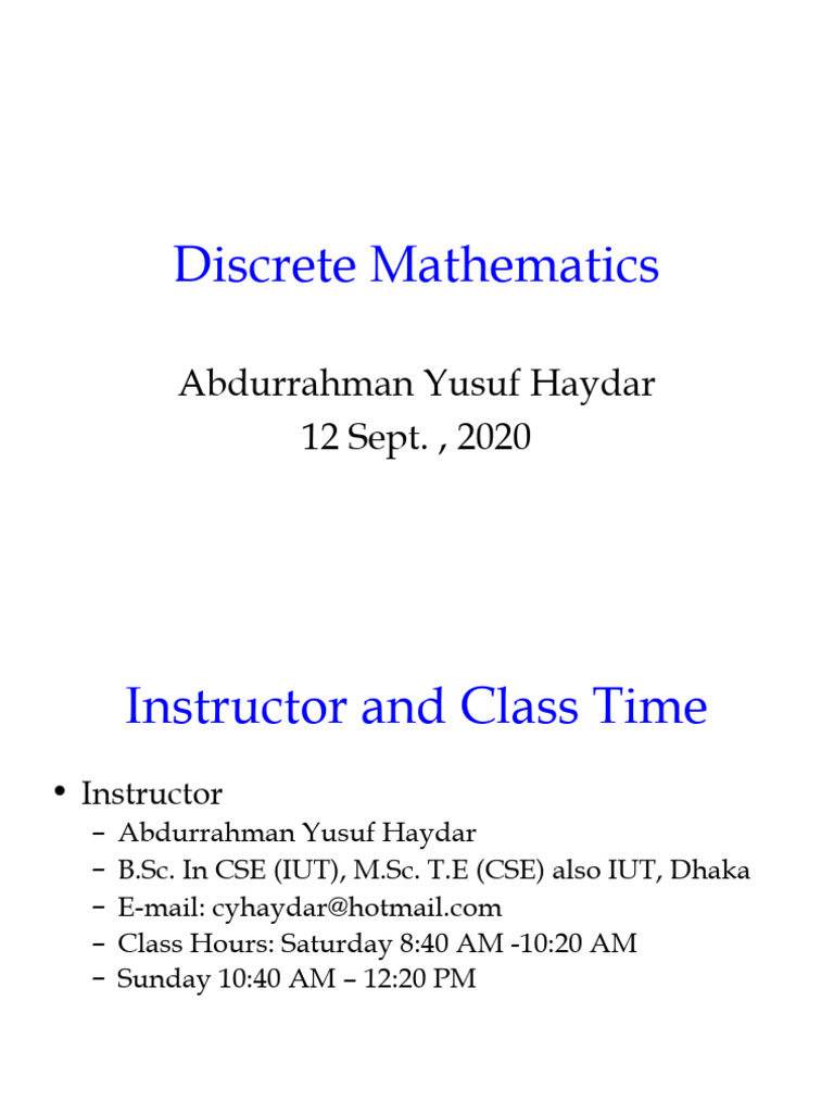 Lecture - 01 - Introduction | PDF | Discrete Mathematics | Logic