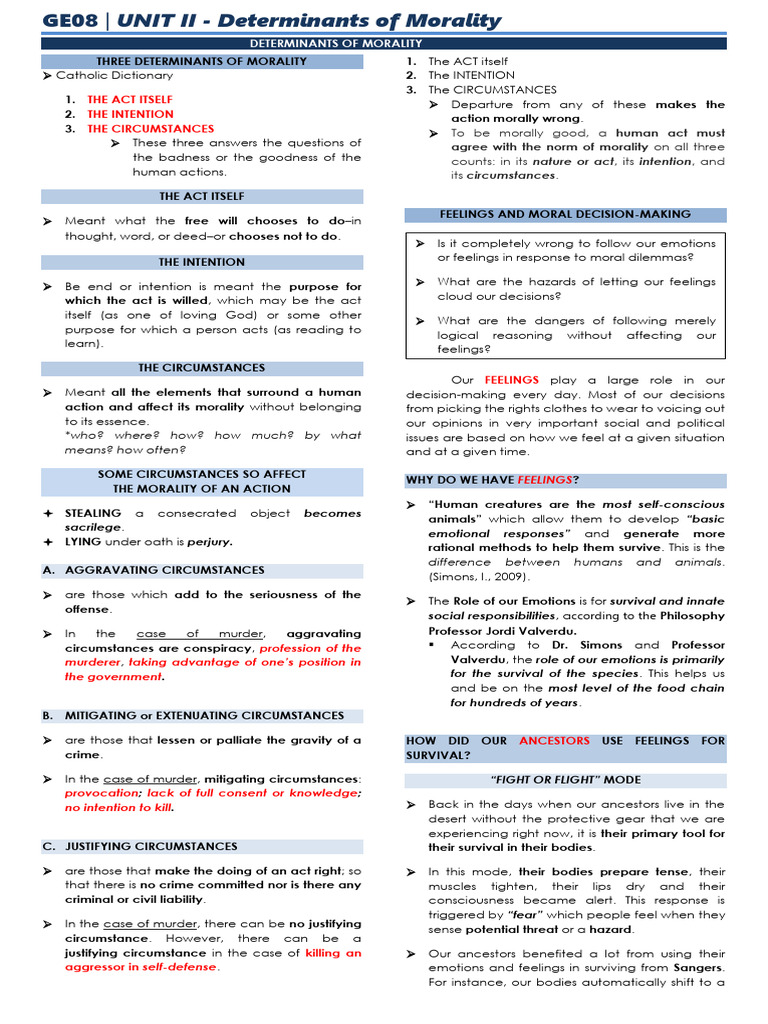 Determinants of Morality Explained | PDF | Morality | Feeling