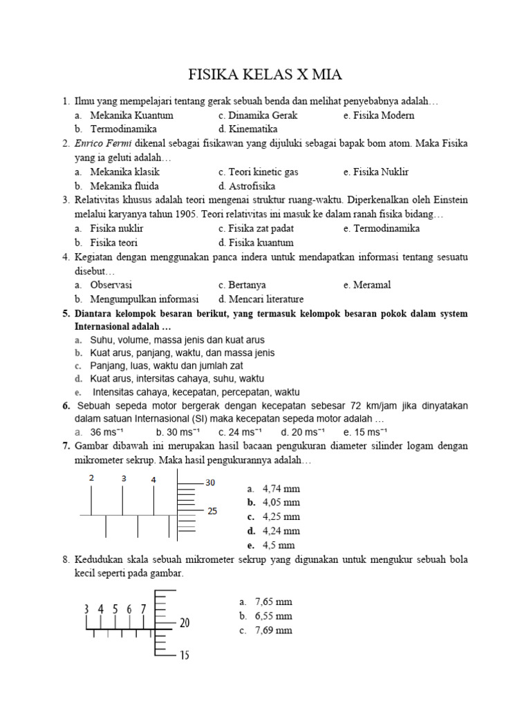 Uas Fisika-X-New | PDF | Griya & Taman