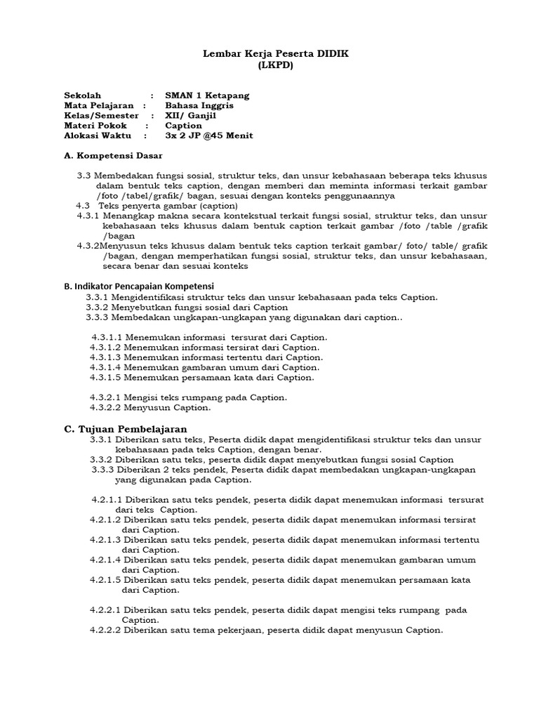 LKPD Caption PT2 | PDF