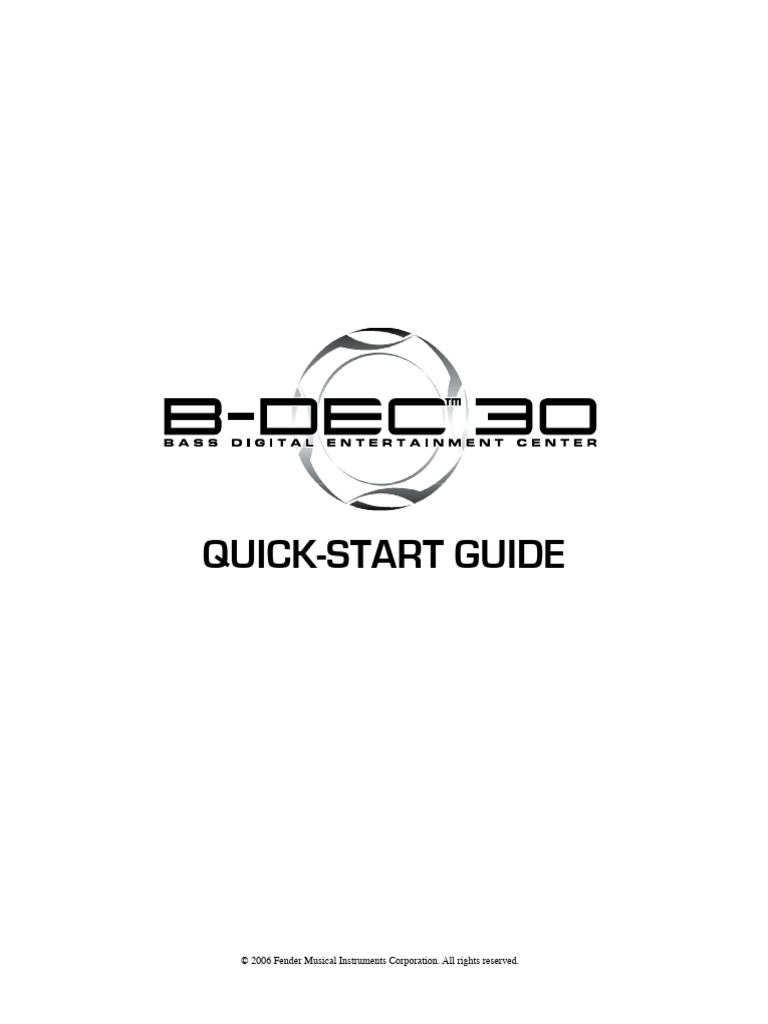 B-DEC30 QuickStart Guide (2006) | PDF | Menu (Computing) | Bass Guitar